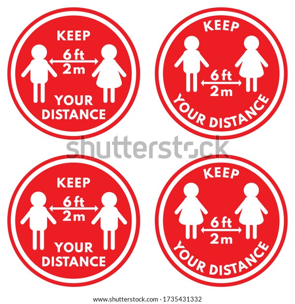 Warning Sign Sticker About Keeping Distance Stock Vector (Royalty Free ...