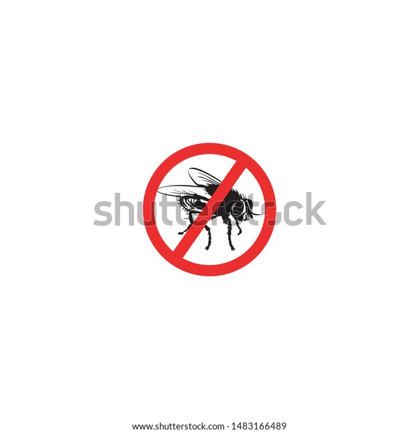 Warning Sign Stop Flies Prohibition Sign Stock Vector (Royalty Free ...