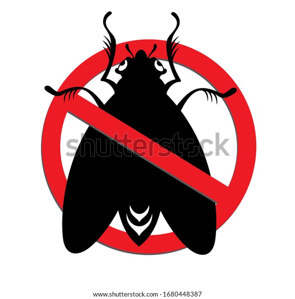 Warning Sign Stop Fly Prohibition Sign Stock Vector (Royalty Free ...