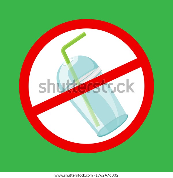 Warning Sign Stop Plastic Cup Straws Stock Vector (Royalty Free ...