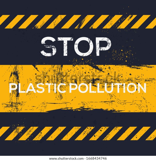 Warning Sign Stop Plastic Pollution Vector Stock Vector (Royalty Free ...