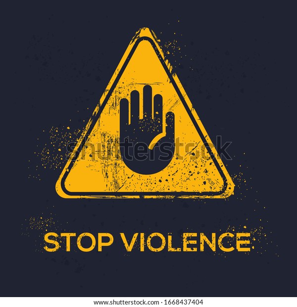 Warning Sign Stop Violence Vector Illustration Stock Vector (Royalty ...