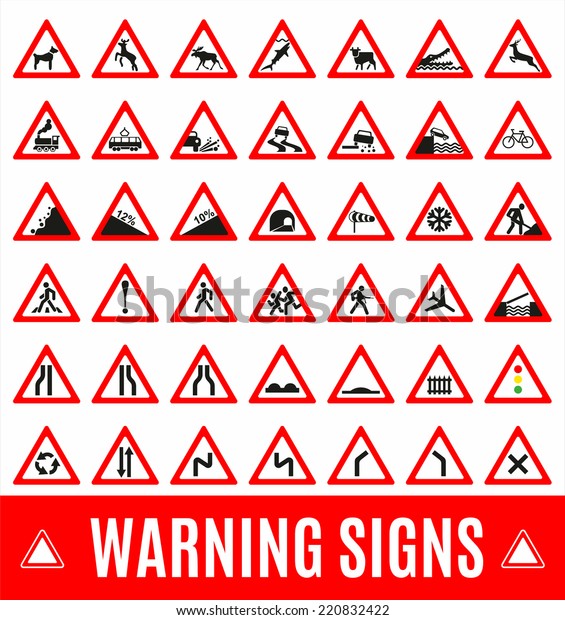 Warning Sign Symbol Set Design Element Stock Vector (Royalty Free ...