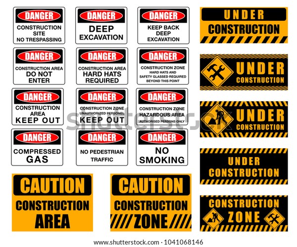 Warning Signs Danger Signs Construction Sites 库存矢量图（免版税）1041068146 ...