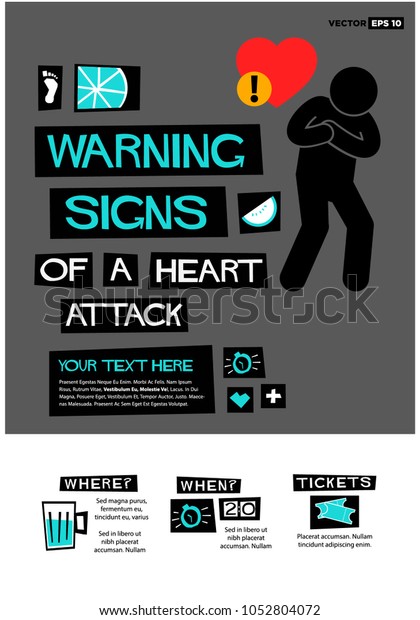 Warning Signs Heart Attack Poster Flat Stock Vector (Royalty Free ...
