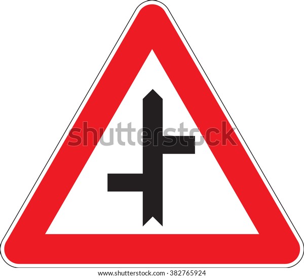 Warning Signs Junction Secondary Road Stock Vector (Royalty Free ...