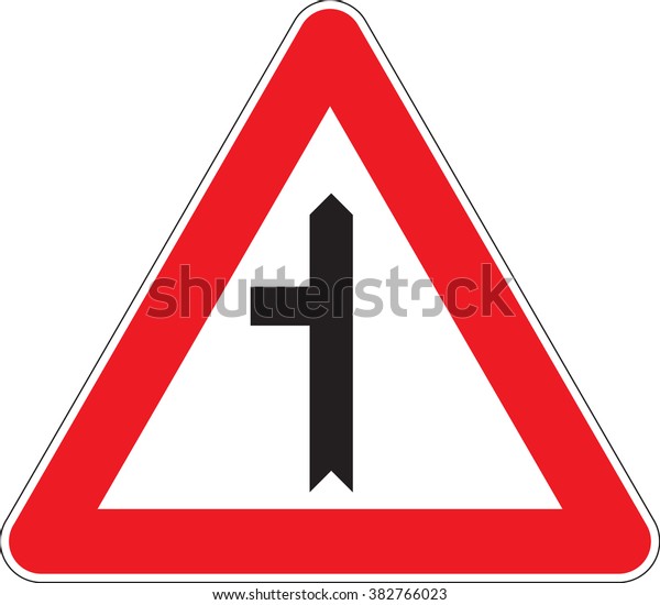 Warning Signs Junction Secondary Road Stock Vector (Royalty Free ...
