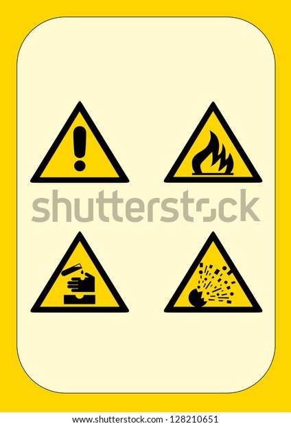 Warning Signs Set Yellow Stock Vector (Royalty Free) 128210651 ...