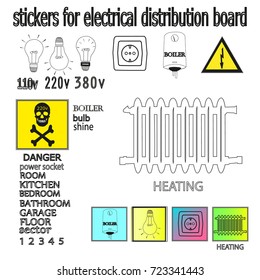Warning Sticker Labels Electrical Consumers Voltage Stock Vector ...