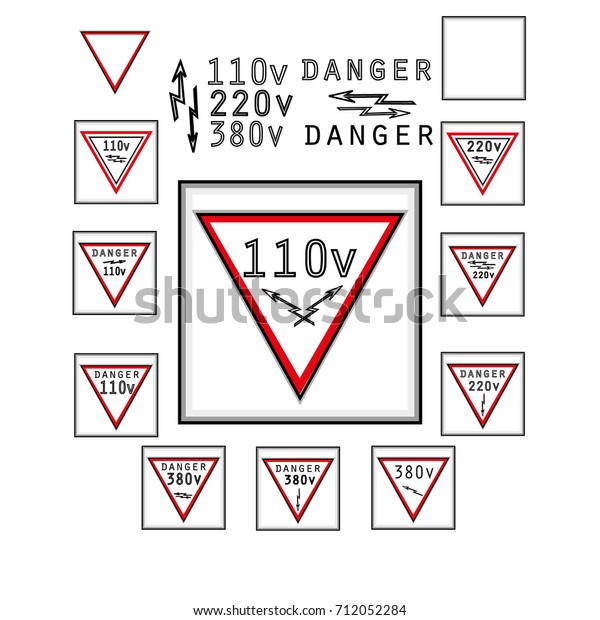 Warning Sticker Labels Electrical Consumers 110v Stock Vector (Royalty ...