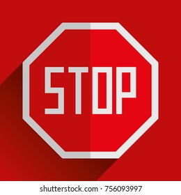 Warning Stop Sign Icon Flat Style Stock Vector (Royalty Free) 747666337