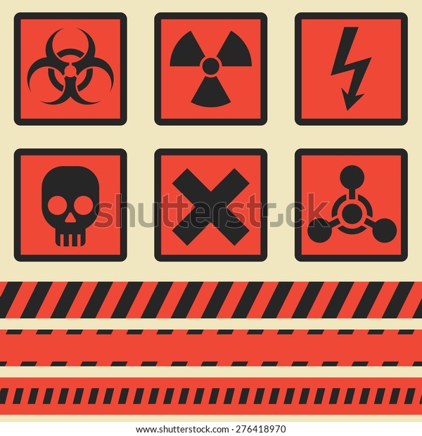 Warning Symbols Set Vector Seamless Tape Stock Vector (Royalty Free ...