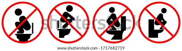 Warning Toilet Vector Sign Set Isolated Stock Vector (Royalty Free ...
