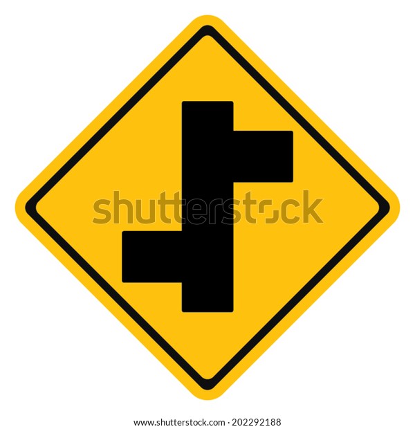 Warning Traffic Sign Staggered Junction Stock Vector (Royalty Free ...
