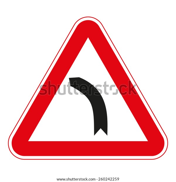 Warning Traffic Signs Bend: vector de stock (libre de regalías ...