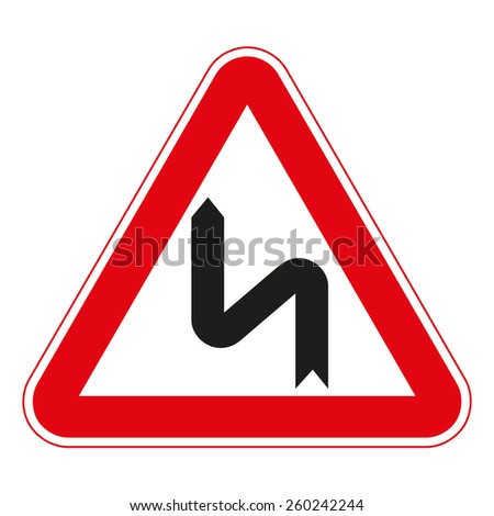 Warning Traffic Signs Double Bend Stock Vector (Royalty Free) 260242244 ...