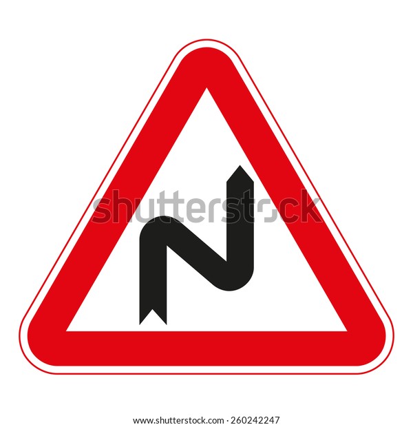 Warning Traffic Signs Double Bend Stock Vector (Royalty Free) 260242247 ...