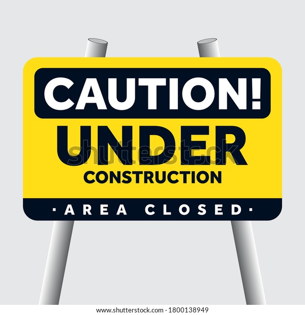 Warning Under Construction Sign Flat Design Stock Vector (Royalty Free ...