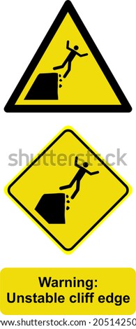 Warning Unstable Cliff Edge Stock Vector (Royalty Free) 205142503 ...