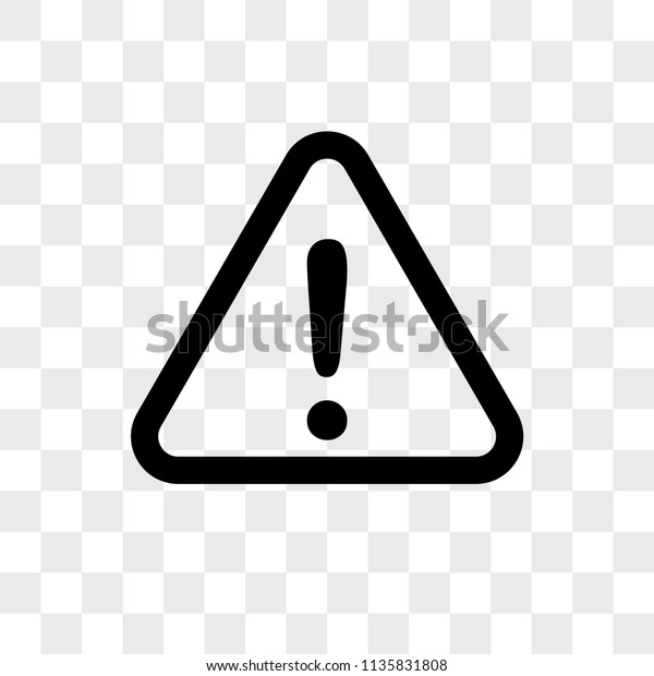 Warning Vector Icon On Transparent Background Stock Vector (Royalty ...