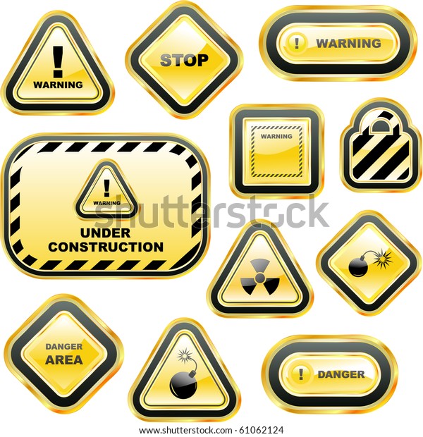 Warning Vector Label Great Collection Stock Vector (Royalty Free ...