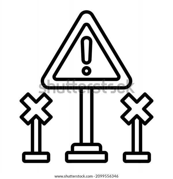 Warning Vector Outline Icon Isolated On Stock Vector (Royalty Free ...