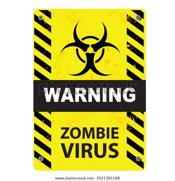 Warning Zombie Virus Sign Sticker Vector Stock Vector (Royalty Free ...
