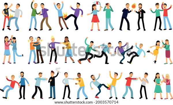 Warring People Character Fighting Yelling Each Stock Vector (Royalty ...