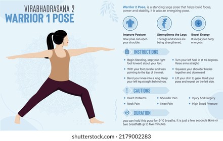 Warrior 2 Pose Guide Benefits Yoga Stock Vector (Royalty Free ...