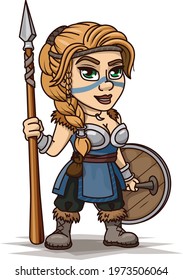 Warrior Girl Spear Shield Stock Vector (Royalty Free) 1973506064 ...