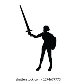 Warrior Shield Big Sword Vector Stock Vector (Royalty Free) 1294679773 ...