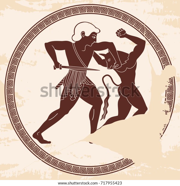 Warrior Sword His Hands Theseus Kills Stock Vector (Royalty Free) 717955423
