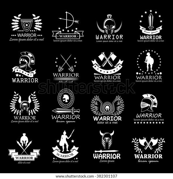 Warriors Icons Setisolated On Black Backgroundvector Stock Vector ...