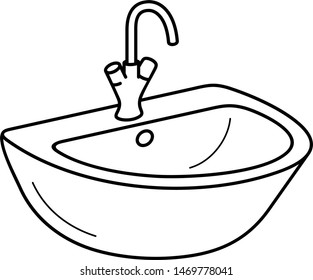 Wash Basin Vector Outline Icon Isolated Stock Vector (Royalty Free ...