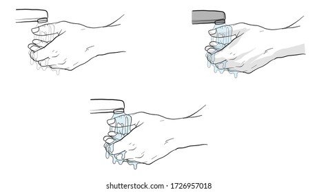 Wash Hands Drawing Vector Clean Hands Stock Vector (Royalty Free ...