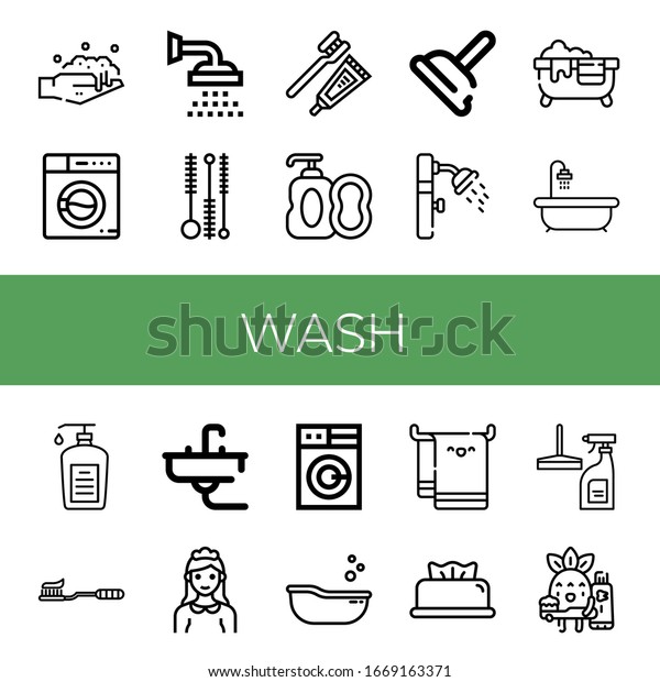 Wash Icon Set Collection Washing Washing Stock Vector (Royalty Free ...