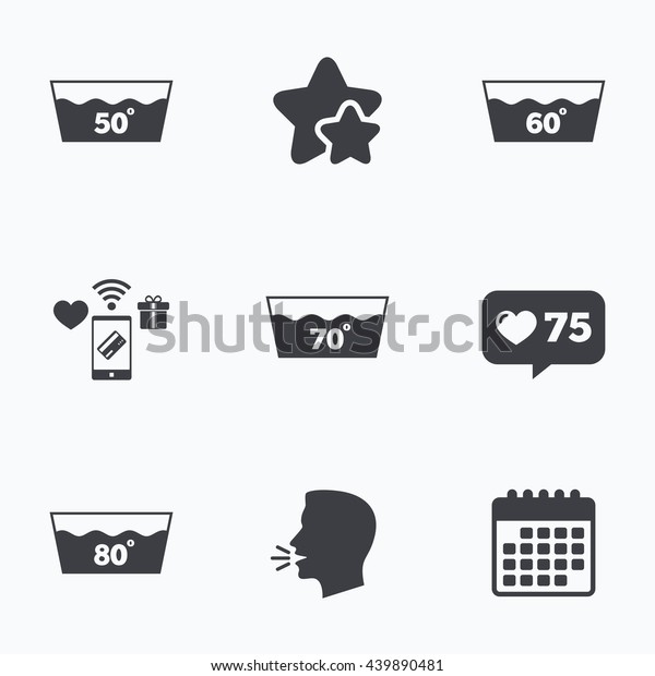 Wash Icons Machine Washable 50 60: vector de stock (libre de regalías ...