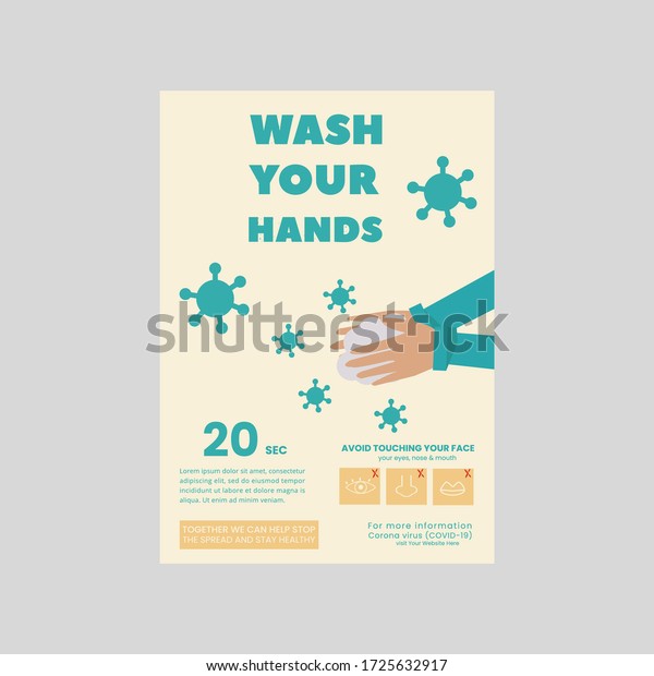 Wash Your Hand Campaign Poster Flyer Stock Vector (Royalty Free ...
