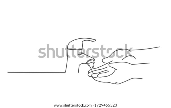 Wash Your Hands Line Drawing Vector 库存矢量图（免版税）1729455523 | Shutterstock