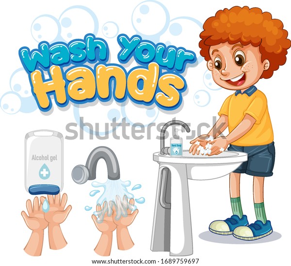 39 Cute Little Boy Wash Your Hands With Soap For Hygiene Images, Stock ...