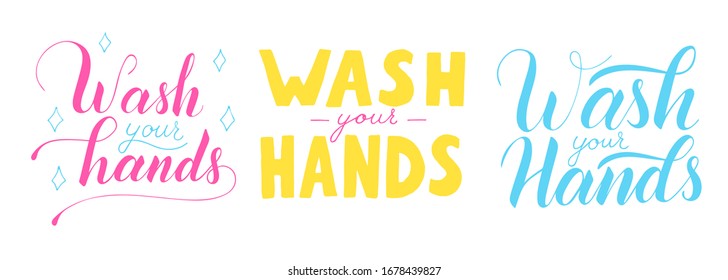Wash Your Hands Vector Lettering Text Stock Vector (Royalty Free ...