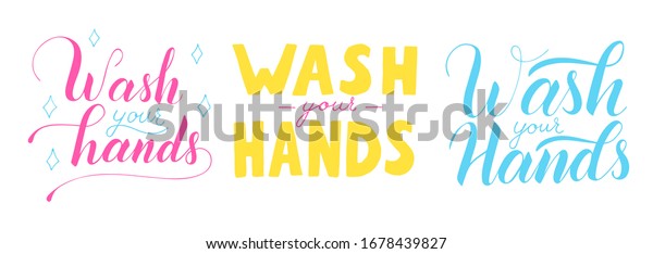 Wash Your Hands Vector Lettering Text Stock Vector (Royalty Free ...