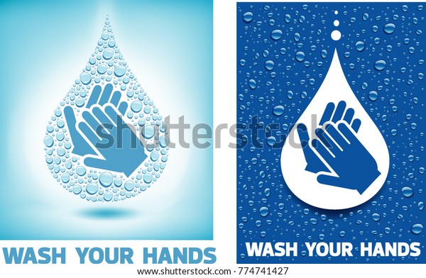 Wash Your Handsblue Background Many Water Stock Vector (Royalty Free ...