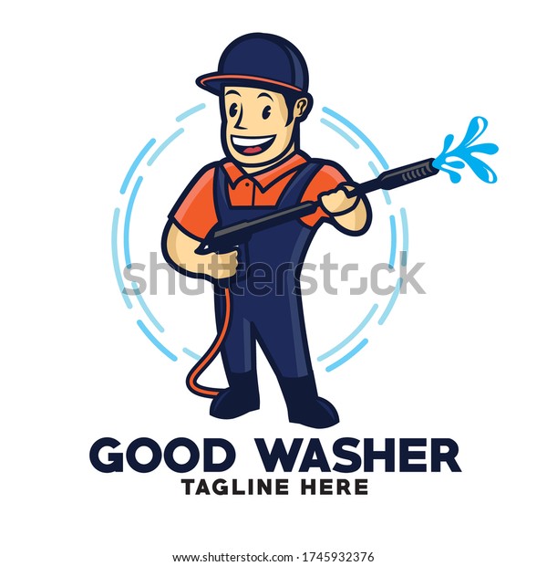 Washer Pressure Character Good Pressue Washing Stock Vector (Royalty ...