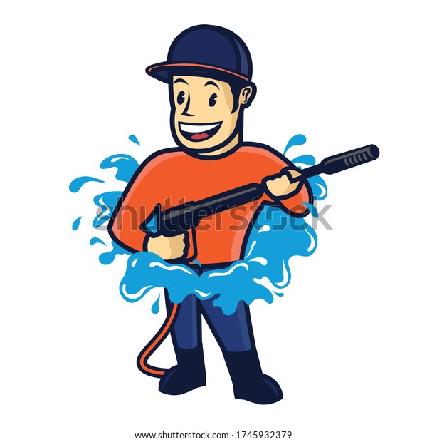 Washer Pressure Character Good Pressue Washing Stock Vector (Royalty ...