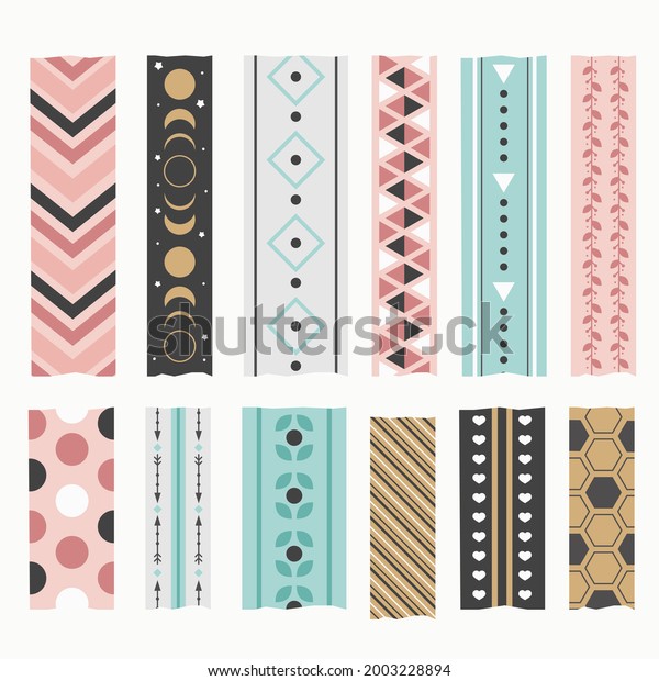 Washi Tape Design Collection Cute Washi Stock Vector (Royalty Free ...