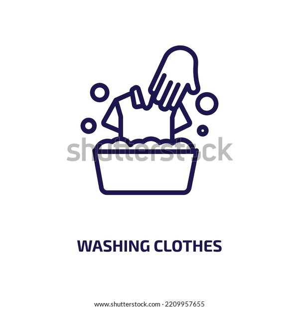Washing Clothes Icon Cleaning Collection Thin Stock Vector (Royalty ...