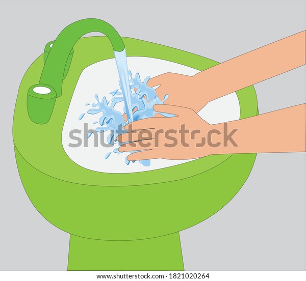Washing Hand Basin Stock Vector (Royalty Free) 1821020264 | Shutterstock