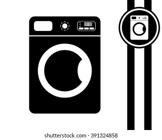 Washing Machine Black White Vector Icon Stock Vector (Royalty Free ...