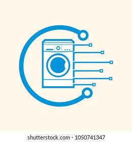 Washing Machine Digital Logo Stock Vector (Royalty Free) 1050741347